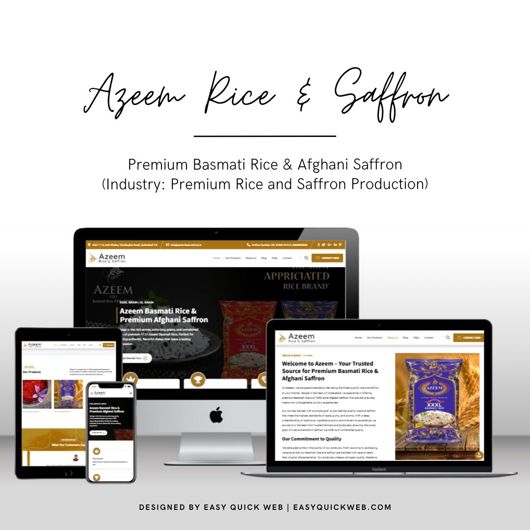 Premium Food Website Design for Azeem Rice & Saffron | EasyQuickWeb