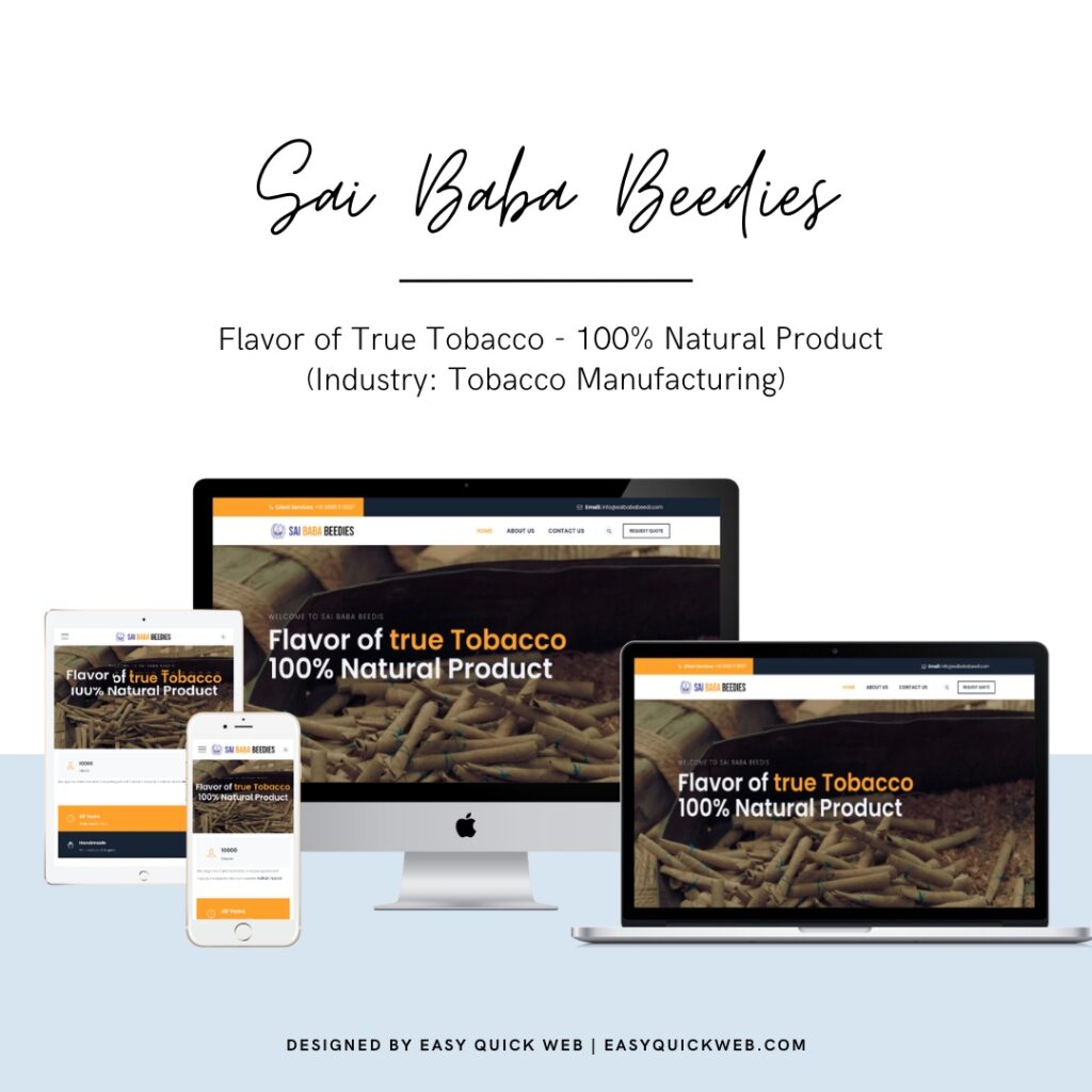 Sai Baba Beedies: Tobacco Manufacturing Website Design